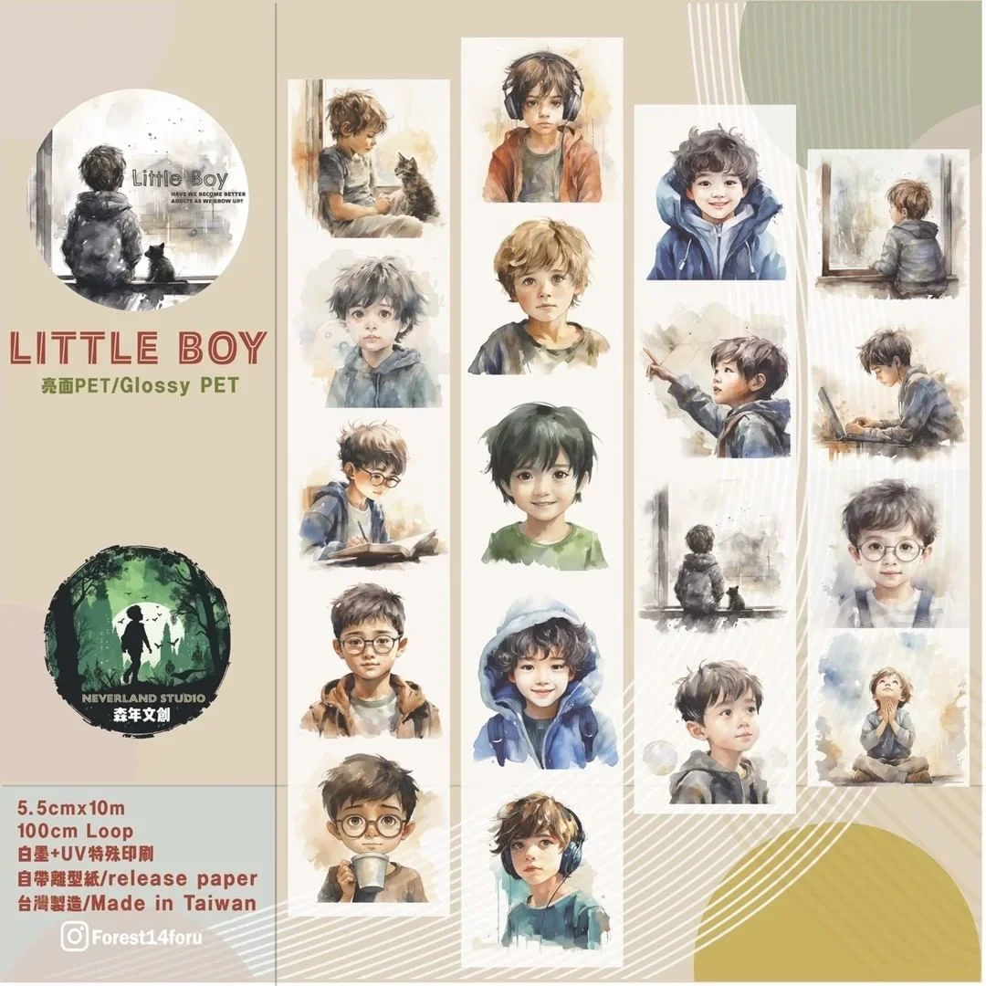 Vintage-Style-Cute-Little-Boy-PET-Washi-Tape-Decorative-Stickers ...