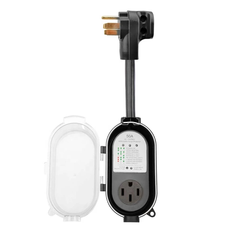 50 Amp Portable RV Smart Surge Protector With Cover Circuit Analyzer ...