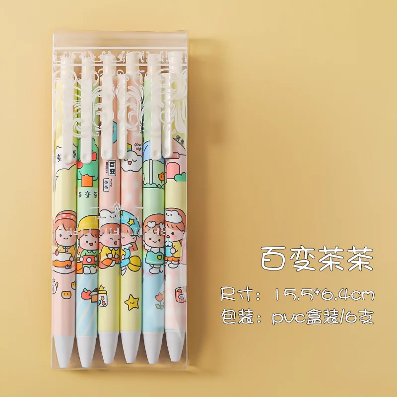 STYLO,V 6pcs--stylo à pression de dessin animé, stylo à Gel, recharge ...