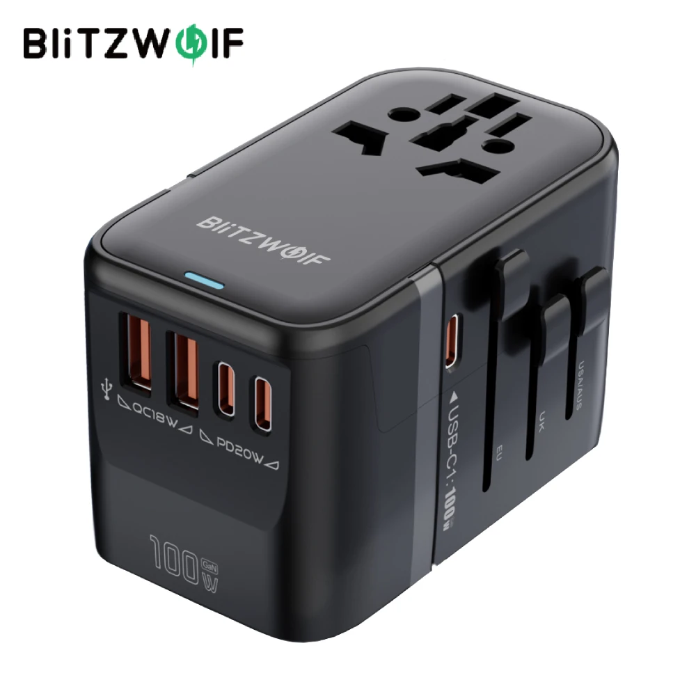 Blitzwolf BW-TA2 5-in-1 Universal Travel Adapter with GaN 100W Fast ...