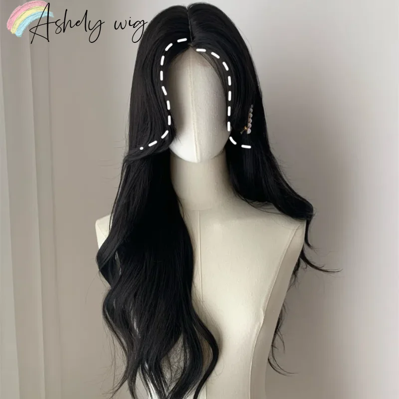 Ningning-s-hair-Long-Black-Wig-for-Women-Big-Wave-Curly-Hair-Headband ...