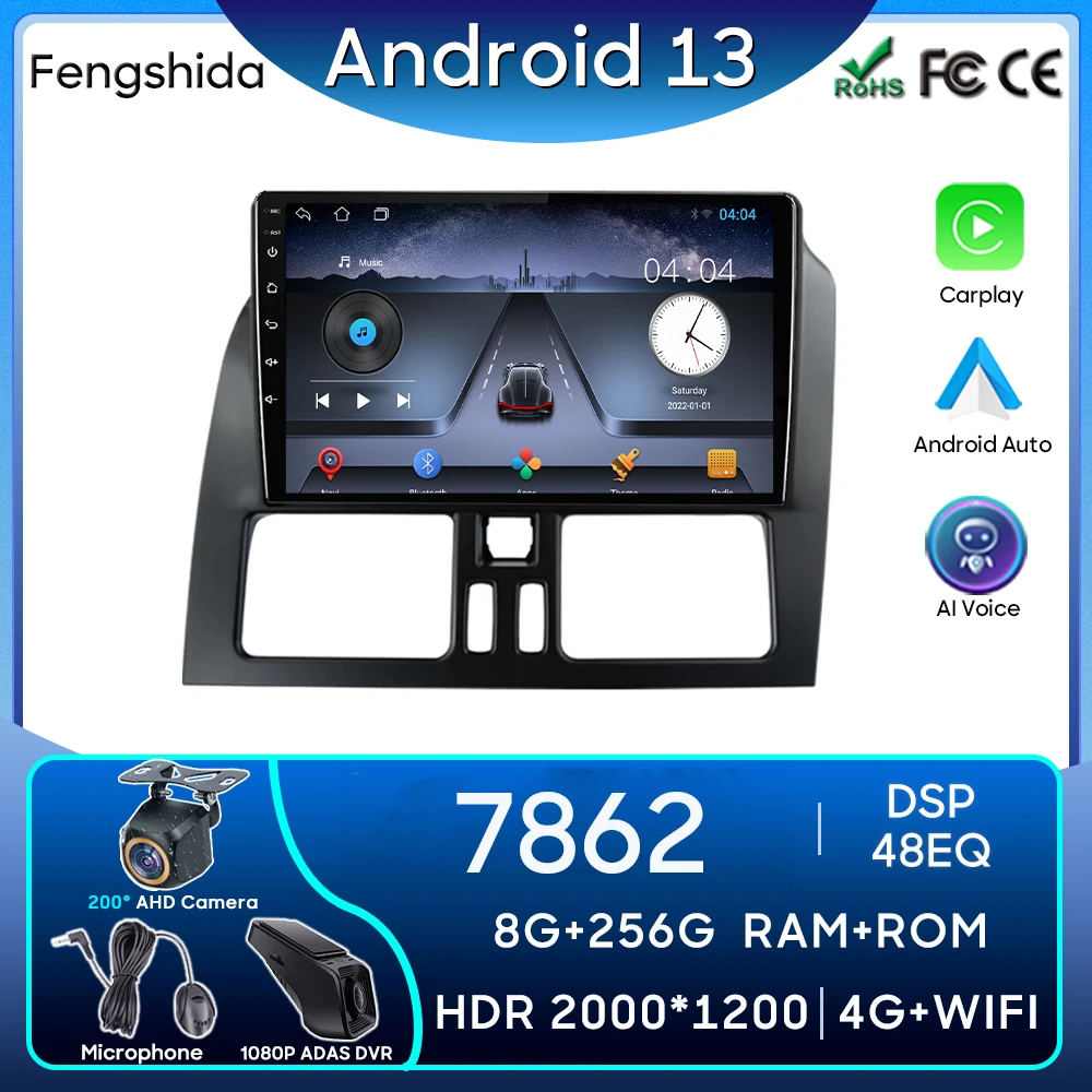 For-Volvo-XC60-2009-2013-Car-Radio-Android-13-Navigation-GPS-Carplay ...