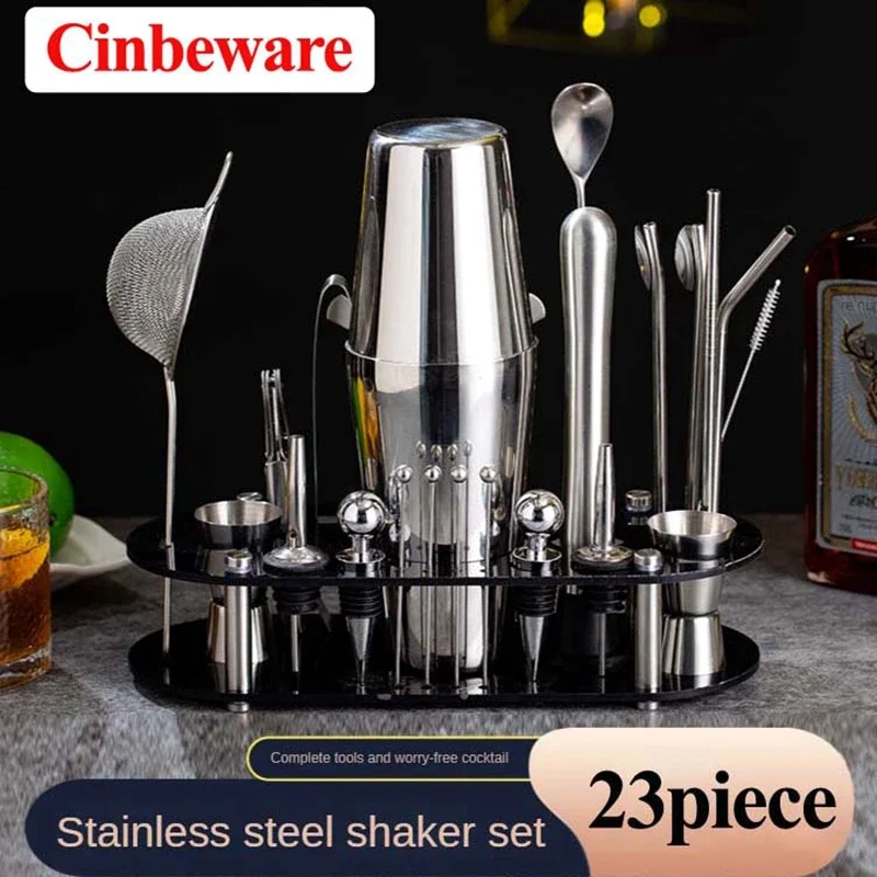 23-Piece-Complete-Professional-Bartender-Kit-Stainless-Steel-Cocktail ...