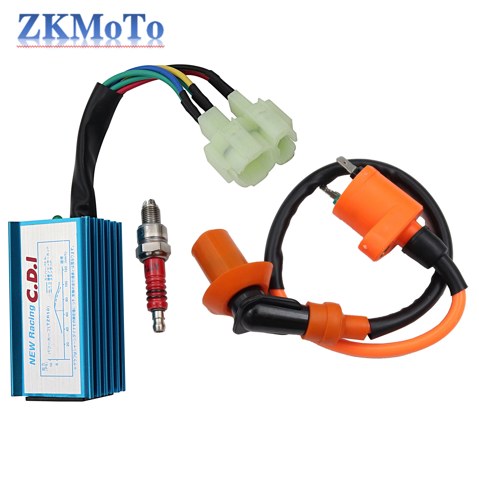 Racing Performance CDI Ignition Coil Spark Plug 5Pin 6Pin/Set For Gy6 ...