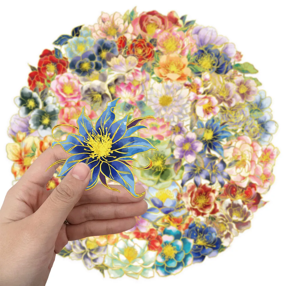 50PCS Elegant Floral Transparent PET Decorative Sticker Set DIY Laptop ...