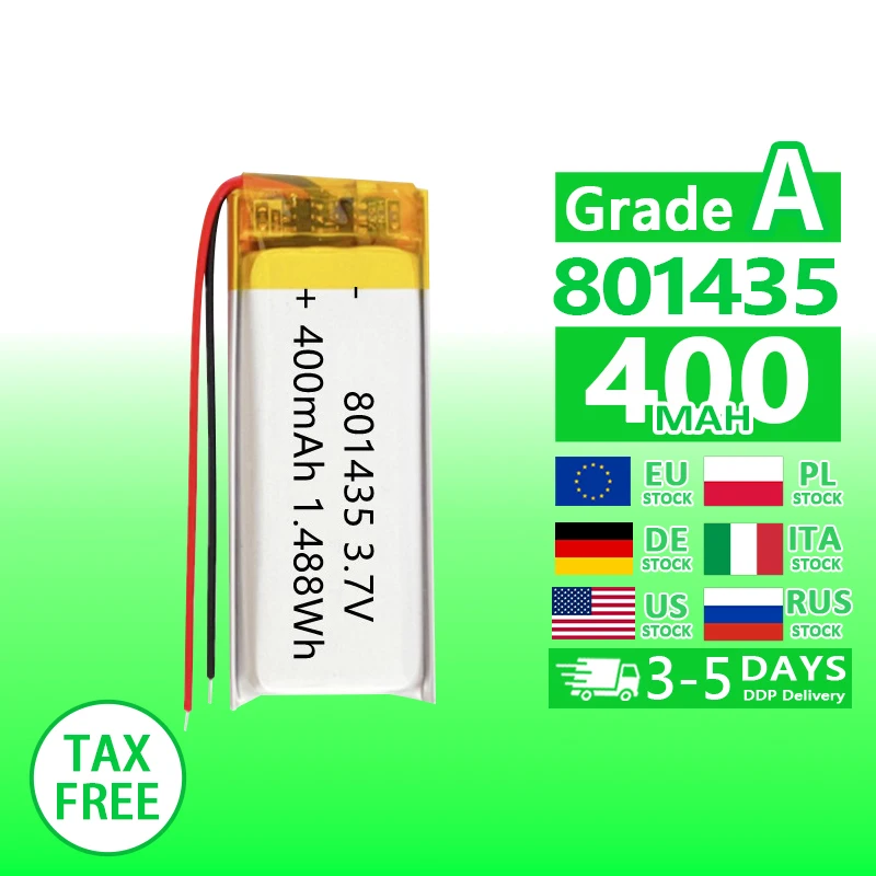 801435 802030 3.7v 400mah 450mah lithium polymer battery 601530 601550 ...