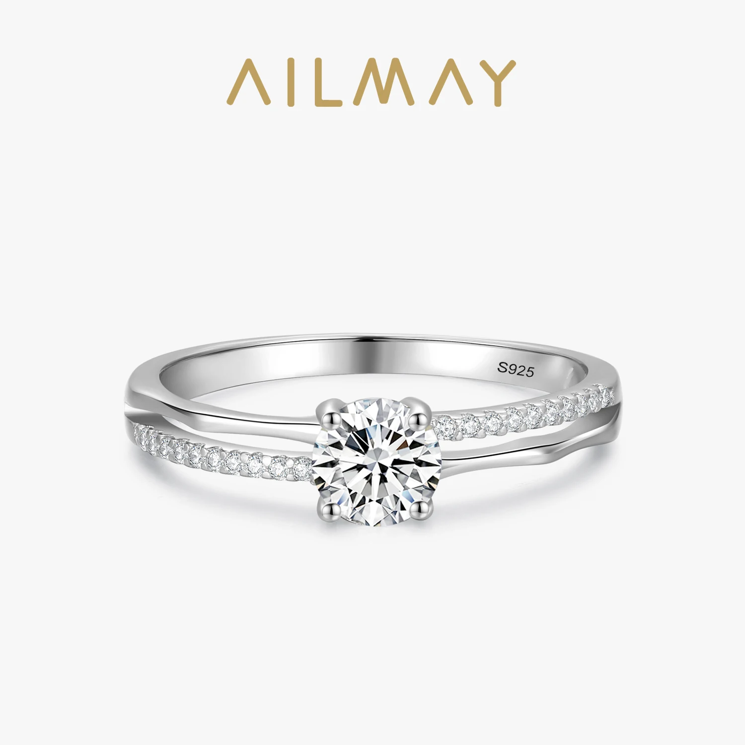 Ailmay-925-Sterling-Silver-Fashion-Luxury-Double-Iine-Slub-Clear-Zircon ...