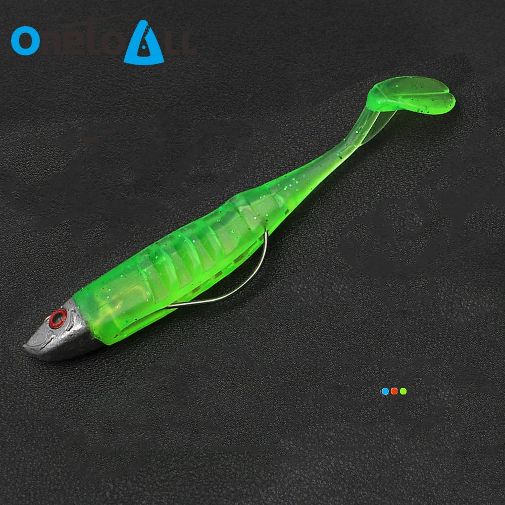 OnetoAll 3 PCS 105mm 120mm Jig Head Soft Fishing Lure With Hook T Tail ...