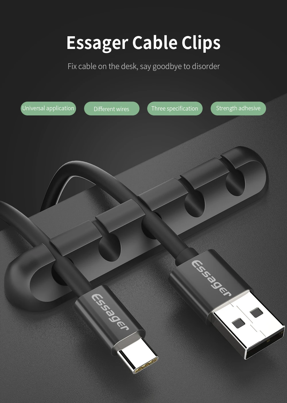 7 clips-1 pièces--organiseur de câbles USB, attaches de support de ...