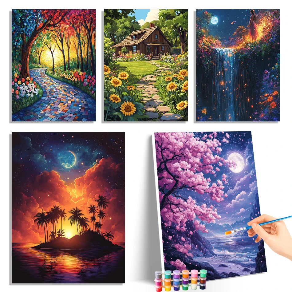 GATYZTORY Painting By Numbers For Drawing Acrylic Spectacular natural ...
