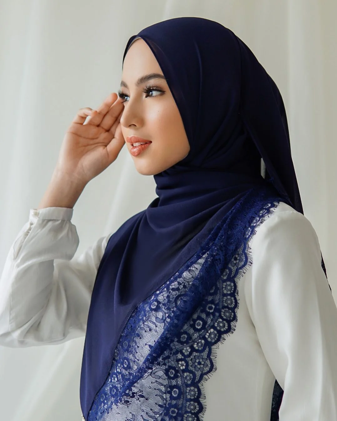 Head Scarfs Chiffon Muslim | Chiffon Scarf Hijab Lace | Lace Chiffon ...