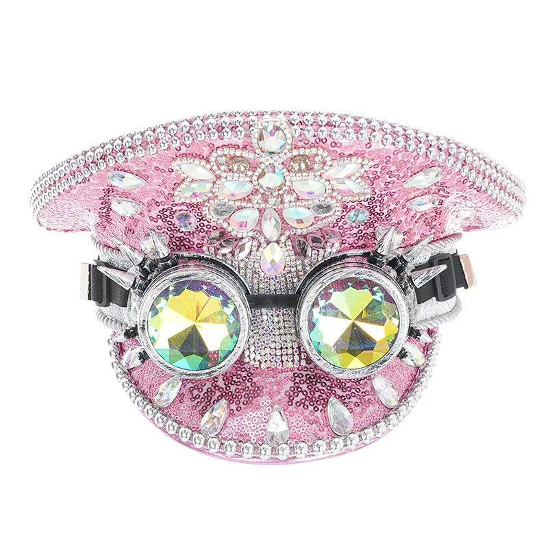 Chap-u-de-lantejoulas-rosa-para-mulher-strass-rave-punk-carnaval-rock ...