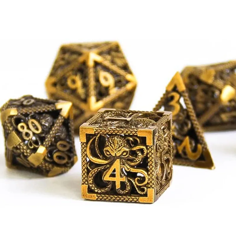 MINI-PLANET-Hollow-Metal-Dice-Set-DND-Octopus-Polyhedron-Dice-RPG-Board ...