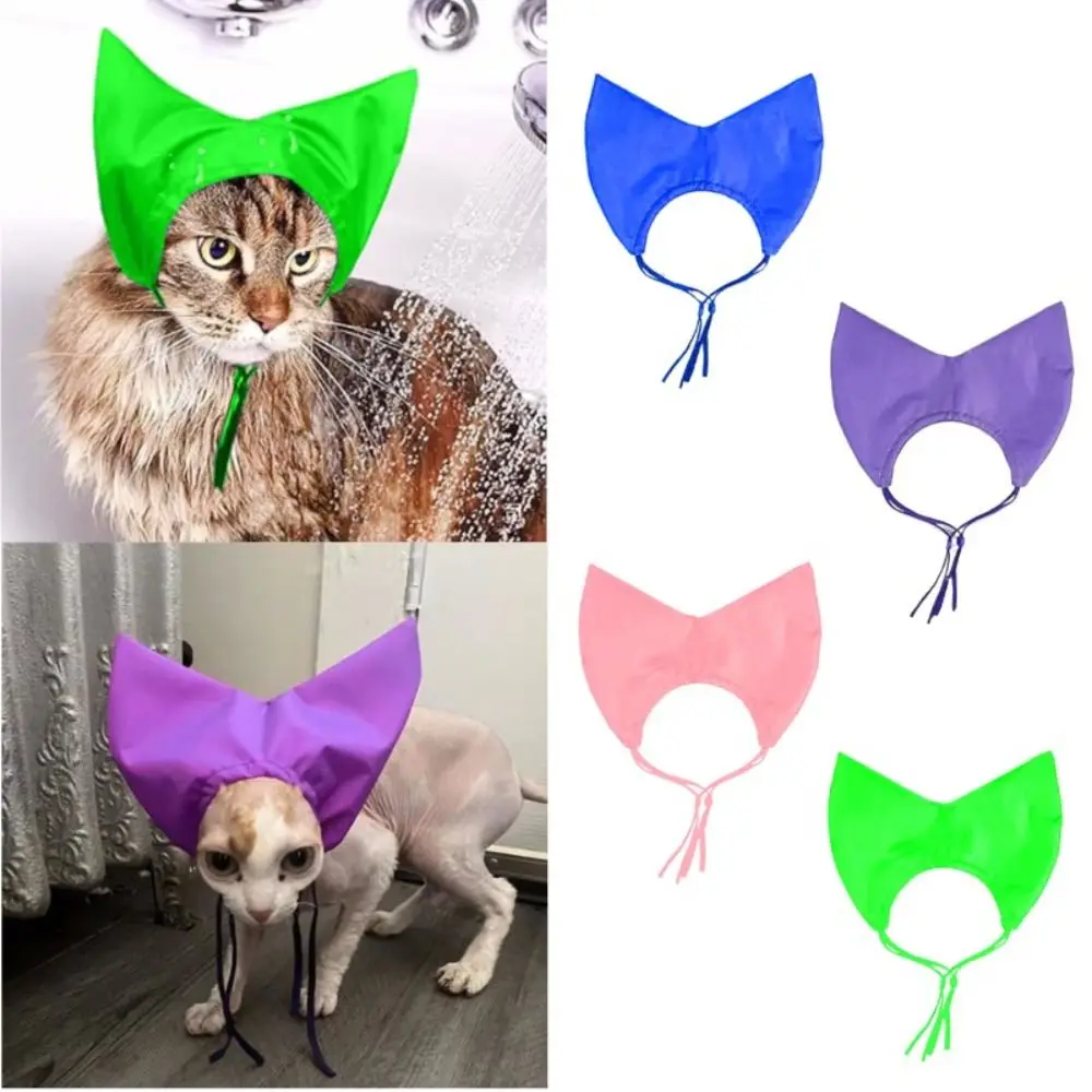 Comfortable Ear Protection Cat Shower Cap Adjustable Waterproof Pet ...