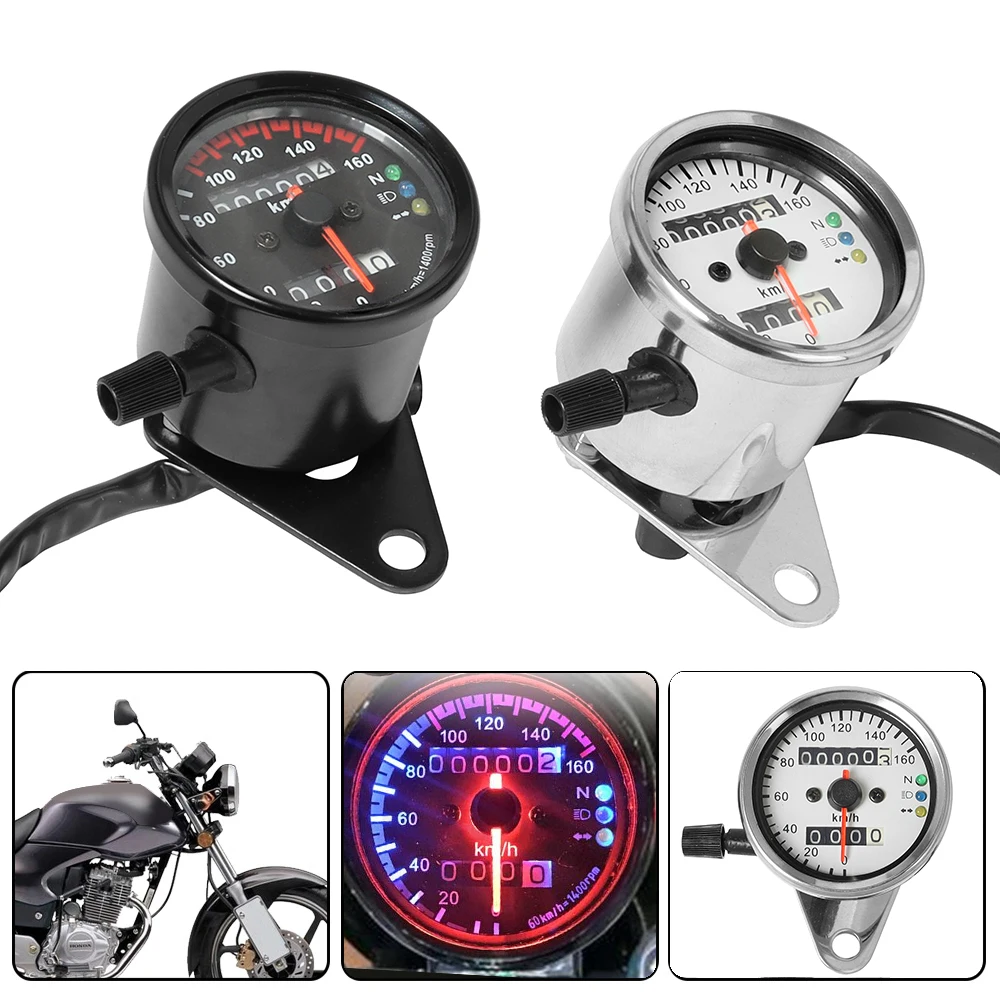 12V Universal Dual Meter Motorcycle Odometer Speedo Meter Speedometer ...