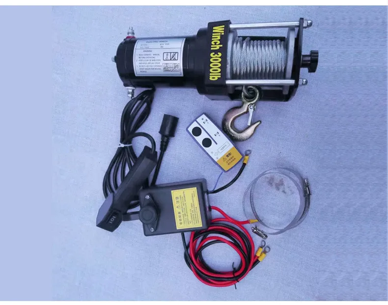 Electric-winch-3000lbs-12V-24V-for-vehicle-self-rescue-crane-wireless ...