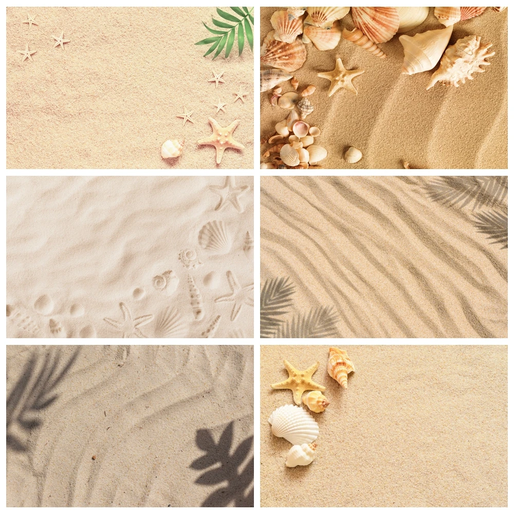 Summer-Beach-Shell-Backdrops-Tropical-Seaside-Beach-Starfish-Palm-Tree ...