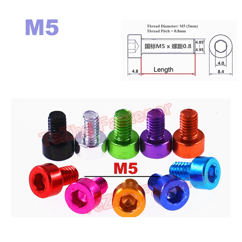 2pcs M5 Aluminum Alloy Allen Bolts Hexagon Hex Socket Cap Head Screw ...