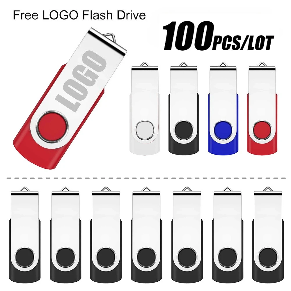 100pcs/lot Metal USB Flash Drive 128GB Free Custom Logo Pendrive 64GB ...