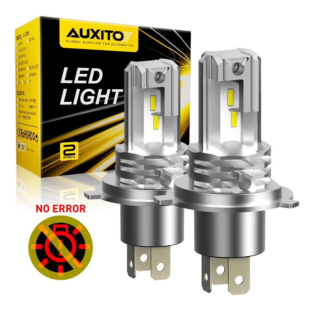AUXITO 2x H4 9003 LED Headlight Bulb Fanless Canbus For BMW Audi Honda ...