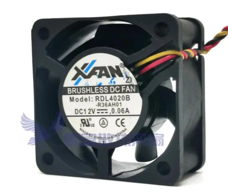 XFAN RDL4020B DC 12V 0.06A 40x40x20mm 3-Wire Server Cooling Fan ...