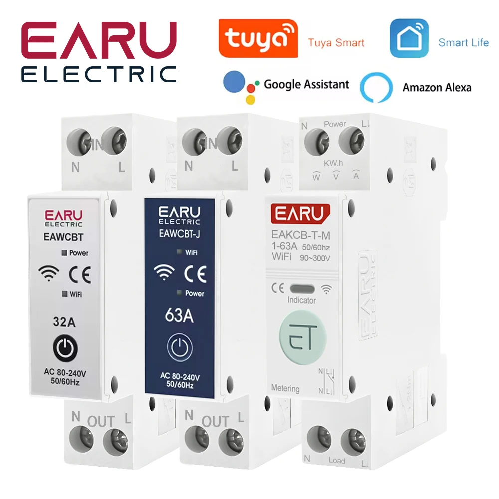 Tuya WiFi Smart Circuit Breaker MCB 1P+N 63A Timer Power Energy kWh ...