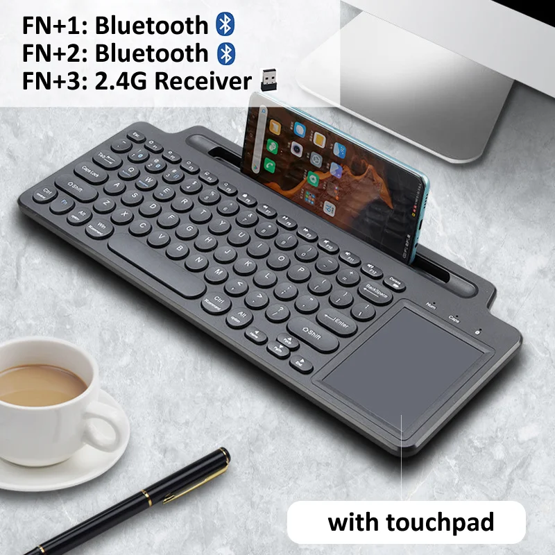 Wireless Keyboard Bluetooth Keyboard with Number Touchpad Mouse Card ...