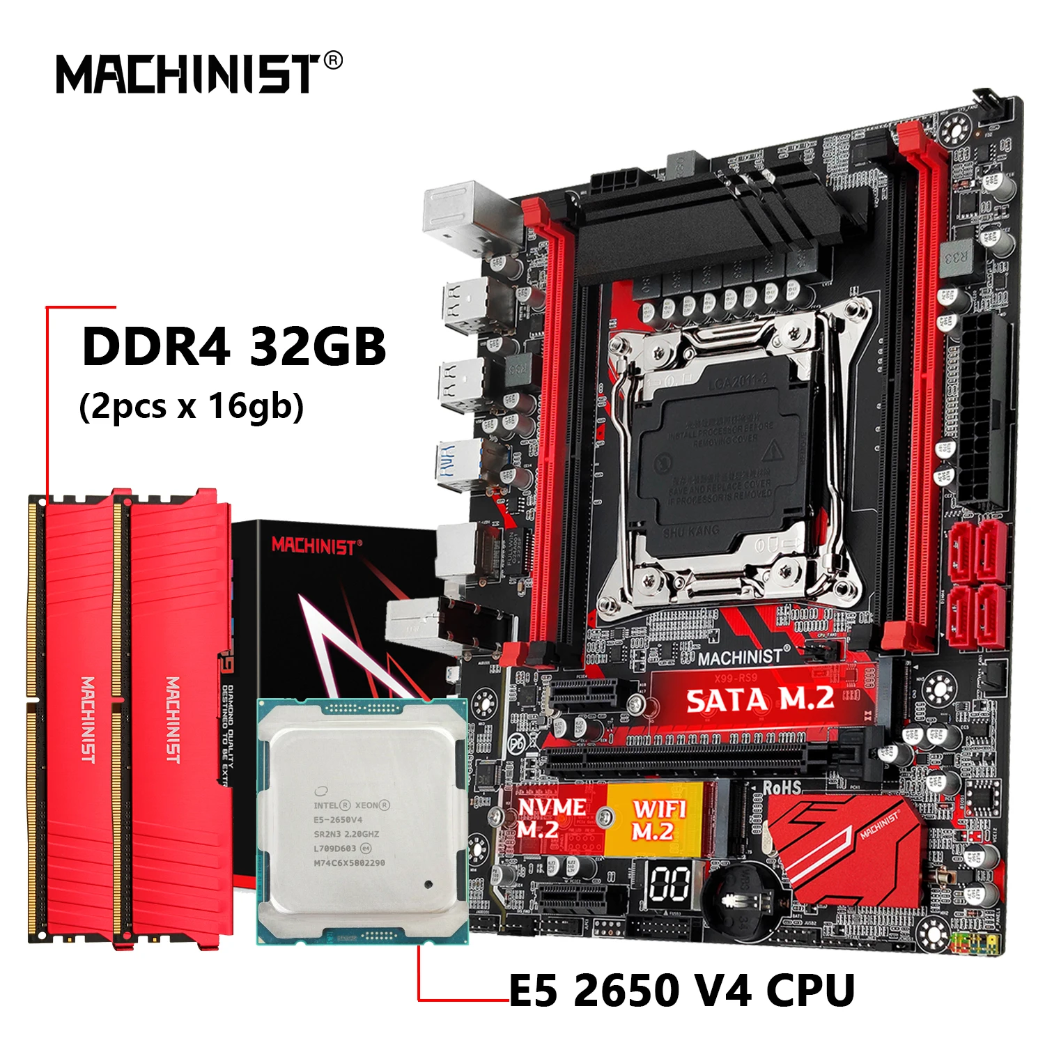 MACHINIST RS9 Motherboard Kit Set LGA 2011 3 Intel Xeon E5 2650 V4 ...