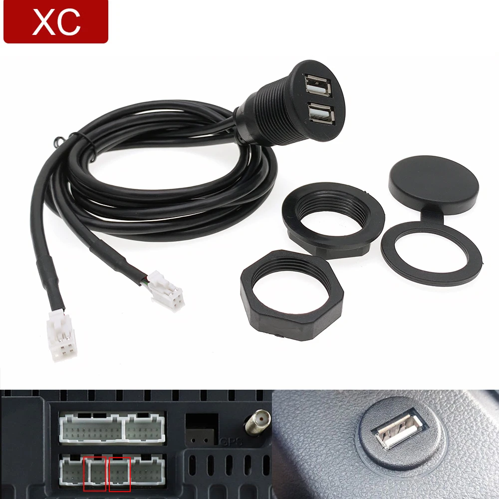 4-6-Pin-Car-Dual-USB-Female-Dash-Board-Mount-Panel-Extension-Cable ...