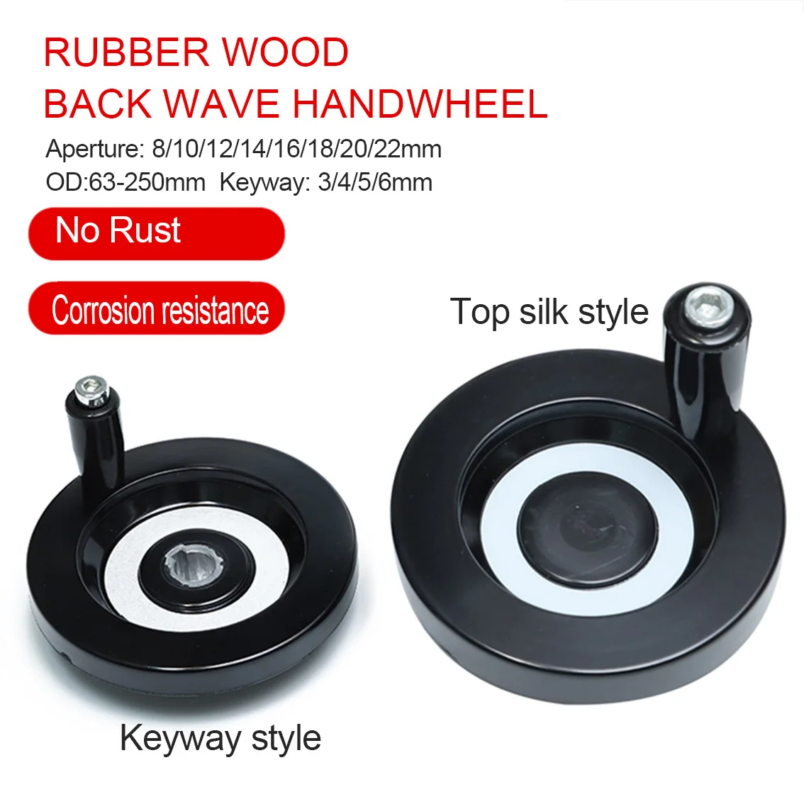 1Pcs OD 63~250mm Bakelite Hand Wheel Keyway 3/4/5/6mm Galvanizing ...