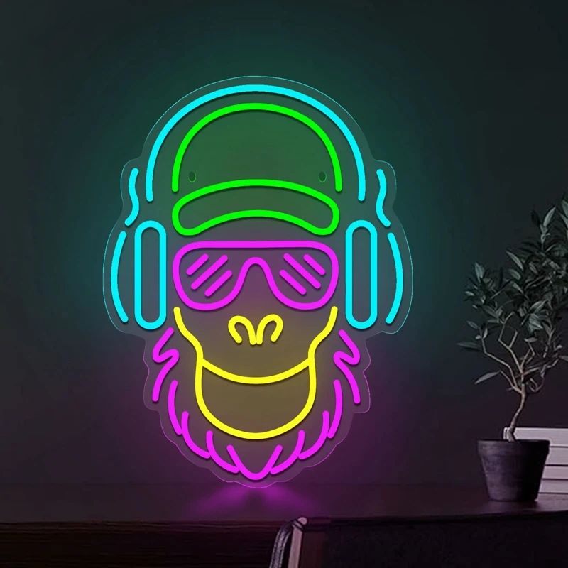 Bonito-DJ-Monkey-Neon-Lighted-Sign-Acr-lico-Neon-Signs-USB-Dimmer ...