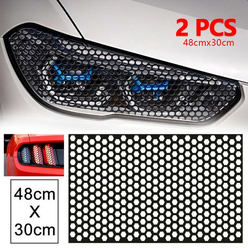 2PCS-Car-Honeycomb-Sticker-Cut-out-Headlight-Taillight-Hollow ...