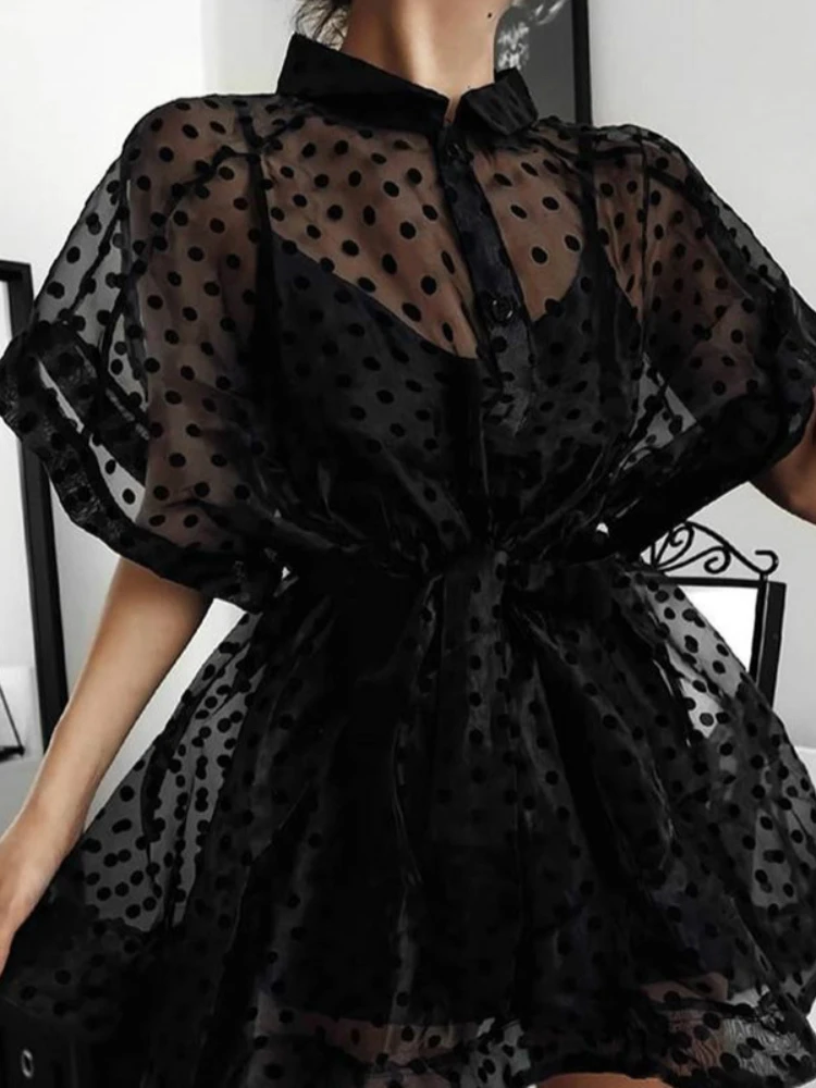 Sexy-Women-Black-Transparent-Mini-Loose-Shirt-Dress-Two-Pieces-Set ...