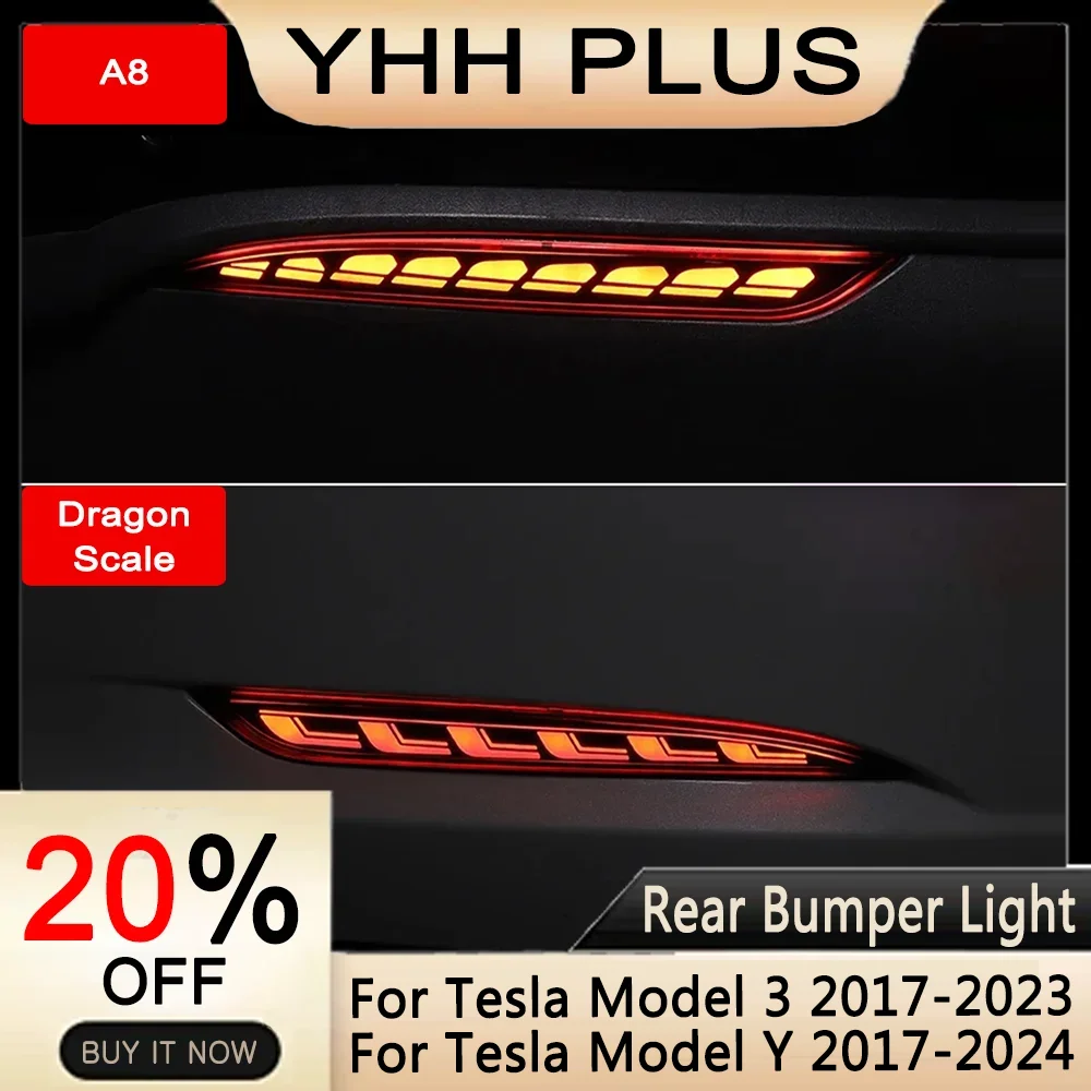 For-Tesla-Model-3-Y-2017-2023-Rear-Bumper-Fog-Light-Streamer-Turn ...