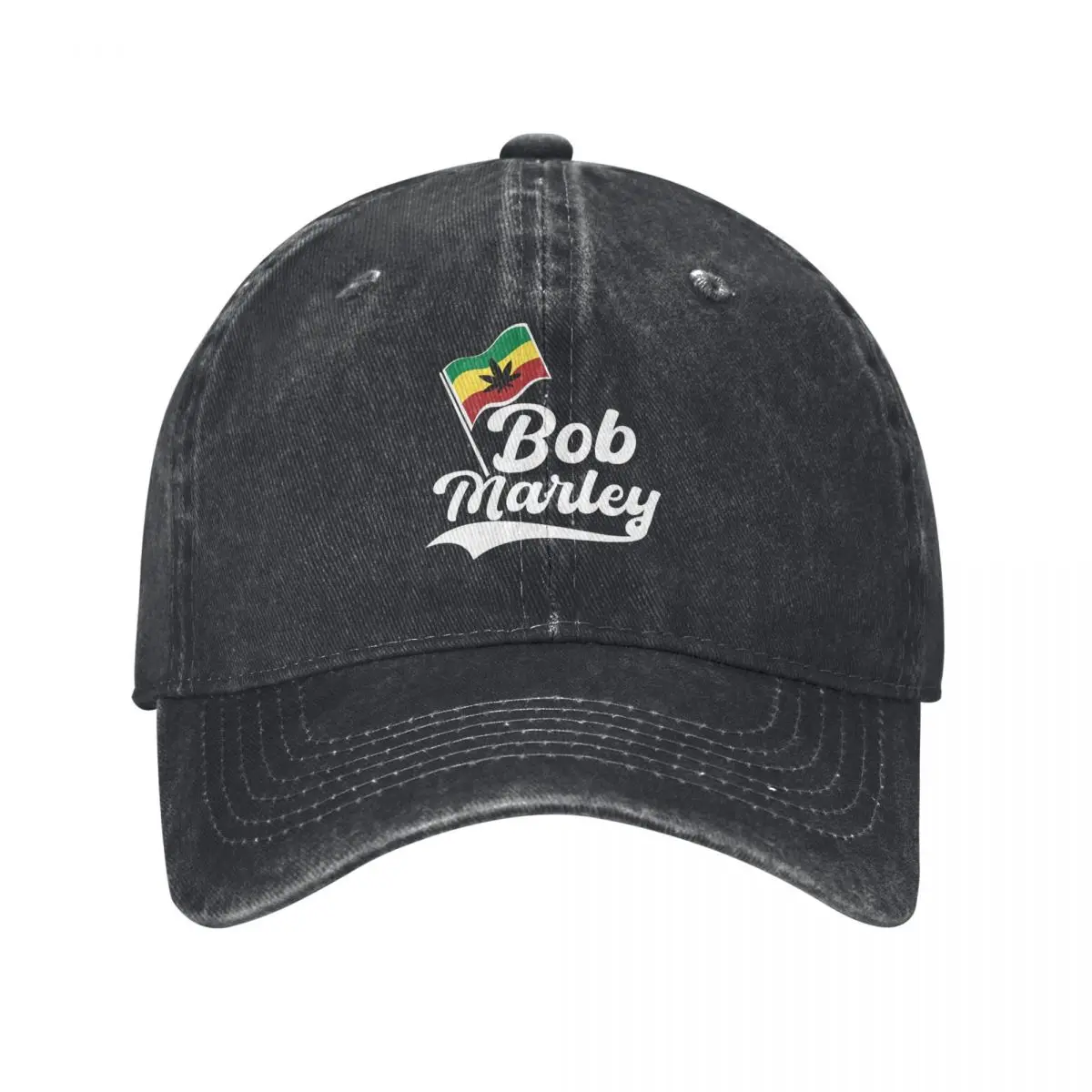BOB MARLEY COLLECTION Men Women Baseball Cap Distressed Denim Washed ...