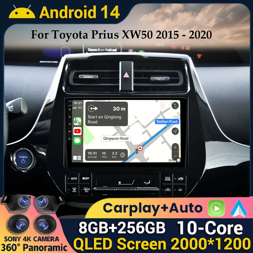 Android-14-Carplay-Auto-Car-Radio-For-Toyota-Prius-XW50-2015-2016-2017 ...