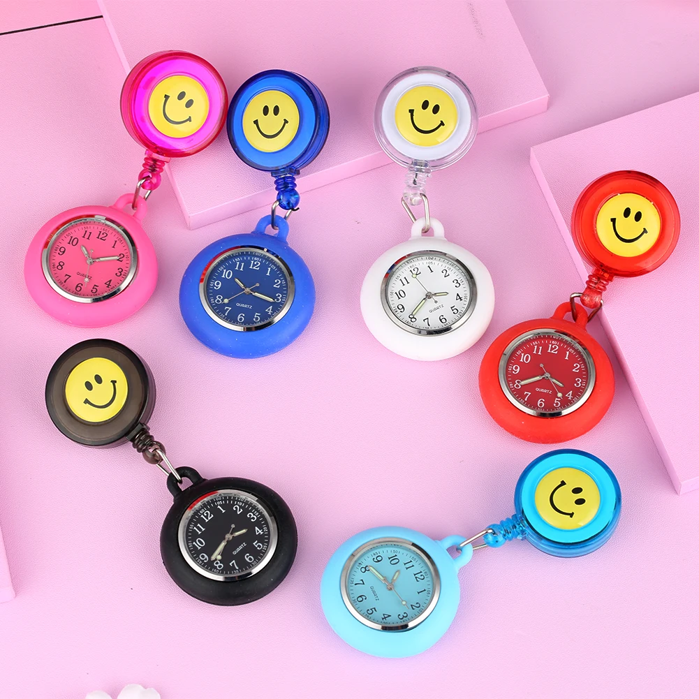 Yellow-Smiling-Pocket-Watch-Nurse-Clock-Silicone-Luminous-Pointers ...