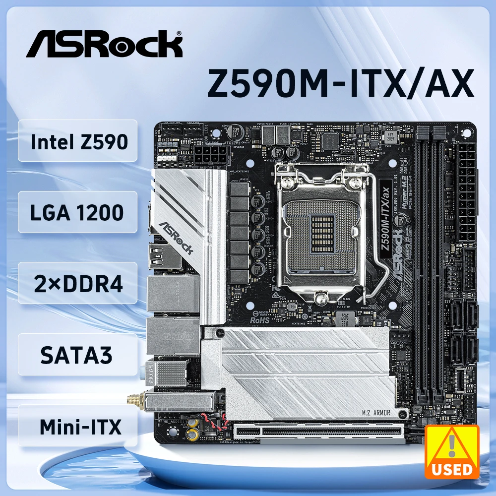 ASROCK-Z590M-ITX-ax-MINI-Motherboard-LGA-1200-M-2-NVME-DDR4-64G-Intel ...