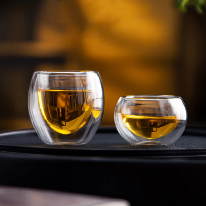 Double Transparent Glass Tea Cup High Temperature Resistant Handmade ...
