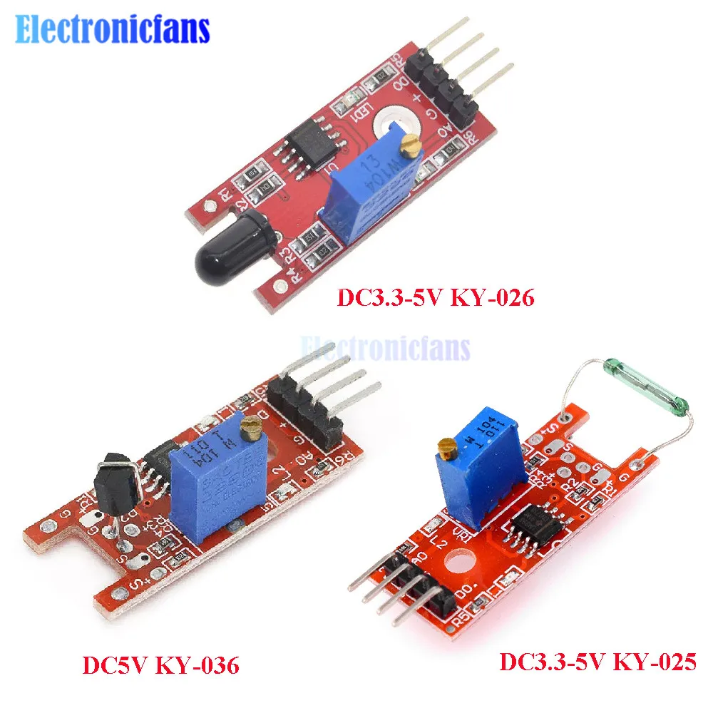 DC3-3V-5V-KY-025-Reed-Sensor-Magnetron-Module-KY-026-Flame-IR-Sensor ...