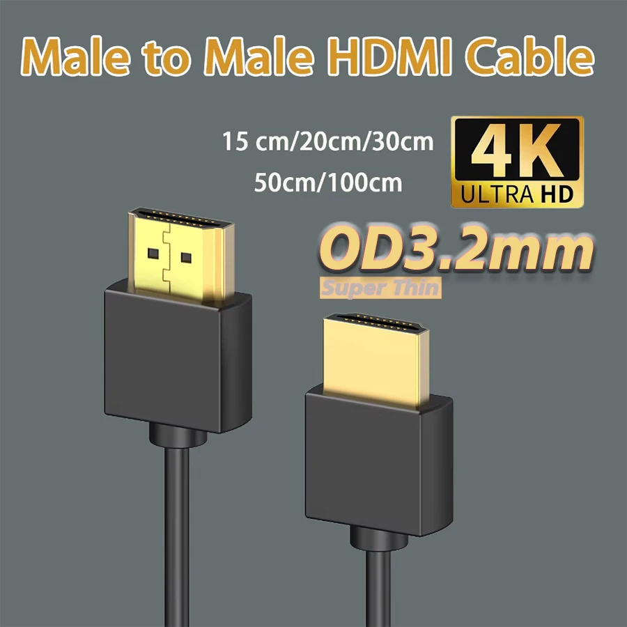 4K-HDMI-Cable-Cord-Thin-OD3-2mm-2-0-Cable-Low-Profile-Gold-Plated ...