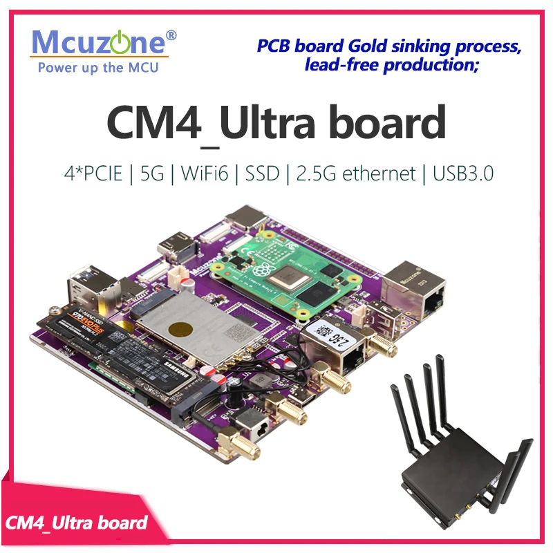 라즈베리 파이 CM4_Ultra 보드, 4 * PCIE | 5G | WiFi6 | NVME SSD | 2.5G 이더넷 ...