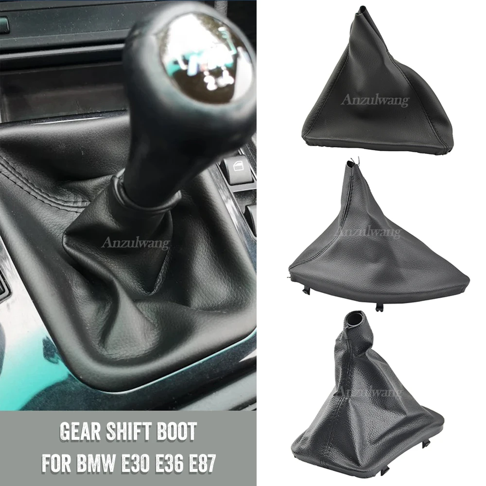 For BMW E36 E30 E87 Black Leather Gear Shift Lever Knob Shifter ...