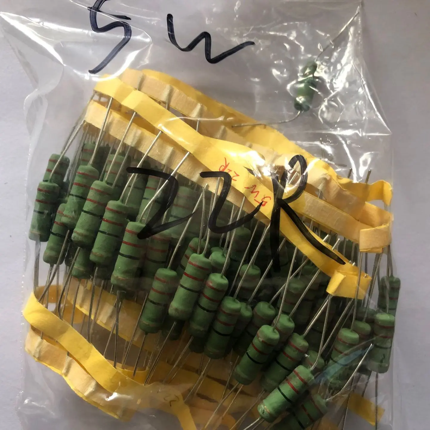 100PCS RX21 5W wire wound resistor 5W 0.1R 10K Ohm flat wire heat ...