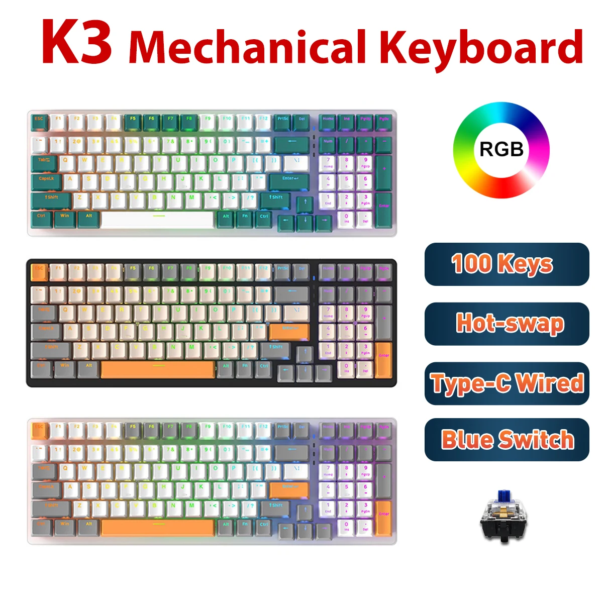 Teclado-mec-nico-K3-intercambiable-para-juegos-100-teclas ...