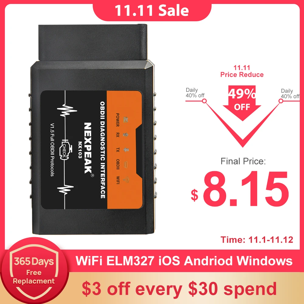 Obd2 Elm327 V1.5 Wifi Ios Adapter Scanner For Iphone Car Diagnostic Tool Obd 2 Odb Ii Elm 327 ...