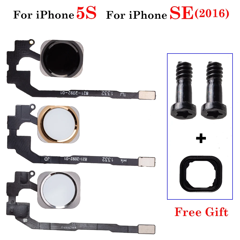 1set New Home Button With Flex Cable + Sticker + Bottom Screws + For ...