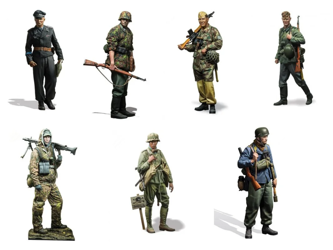 1-72-Scale-Resin-Figure-Model-Kit-Military-Soldier-Miniature-7-Figures ...