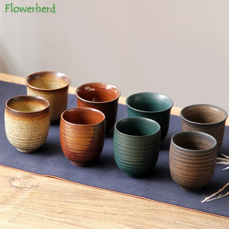 세라믹 도자기 큰 차 컵 차 용품 개인 컵 홈 물 컵 차 컵 석기 가마 변경 레트로 도자기 차 컵티웨어 세트 Aliexpress