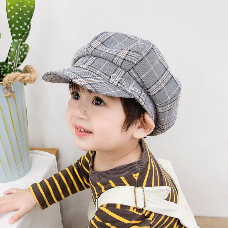 Boina de alta calidad para niños y niñas, gorro con visera, a cuadros ...